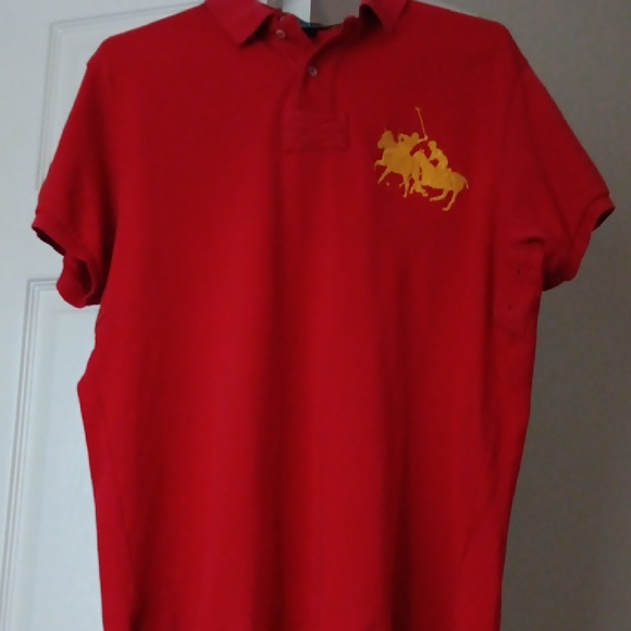 Ralph Lauren | Shirts | Ralph Lauren Polo Red And Gold Stampeed Polo ...